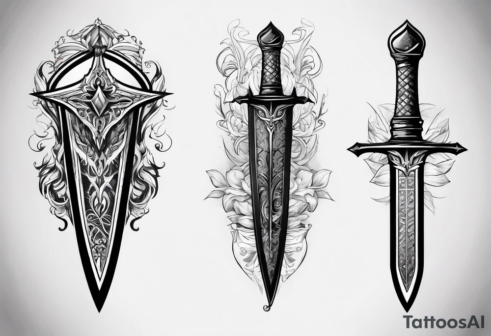 Dagger inside shadow cloak tattoo idea | TattoosAI
