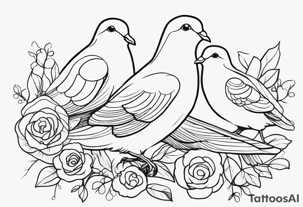 Dainty, fine line, dove family tattoo idea | TattoosAI