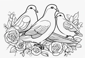 Dainty, fine line, dove family tattoo idea | TattoosAI