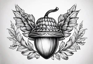 Flying acorn tattoo idea | TattoosAI