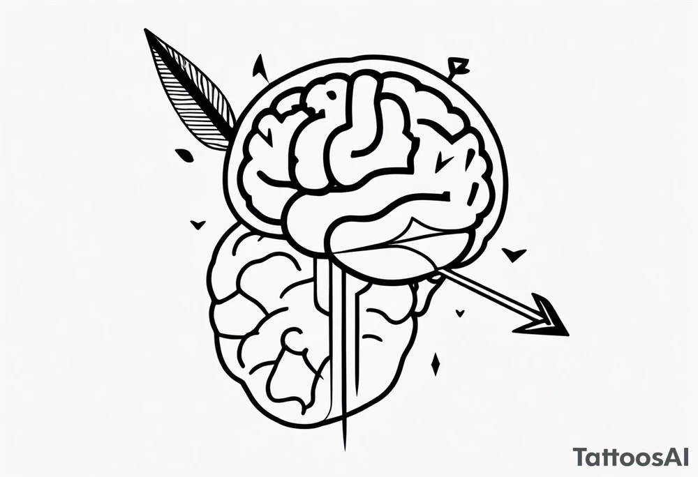 Picture of a heart and brain with an arrow pointing down underneath ...