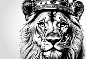Lion cub with crown tattoo idea | TattoosAI