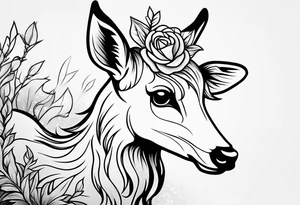 Sad crying fawn simple tattoo idea | TattoosAI