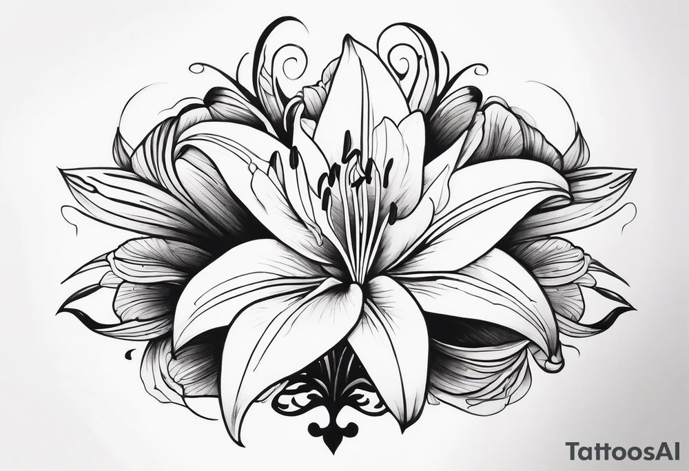 Québec's symbol lily flower tattoo idea | TattoosAI