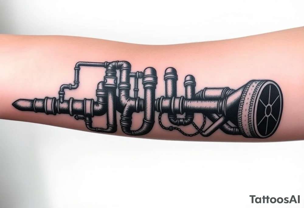 System of pipes that transitions and transforms at the end into thick ...