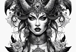 Sexy demon devil woman tattoo idea | TattoosAI