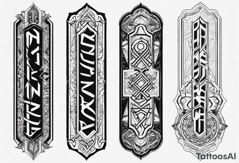 Power text vertical tattoo idea | TattoosAI