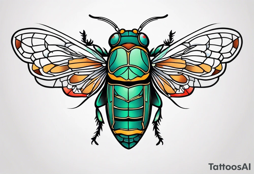 Neo traditional cicada tattoo idea | TattoosAI