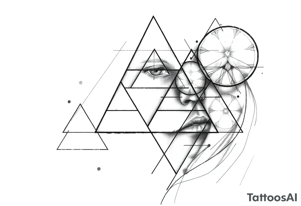 Geometric, triangles, lines, circles tattoo idea | TattoosAI