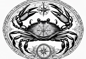 Blue crab compass, nautical theme for a female tattoo idea | TattoosAI