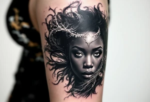 Black African goddess. realisim tattoo idea | TattoosAI