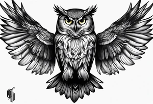 Side profile owl tattoo idea | TattoosAI