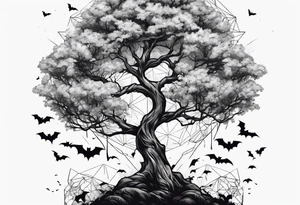 Poison tree with wind and bats tattoo idea | TattoosAI