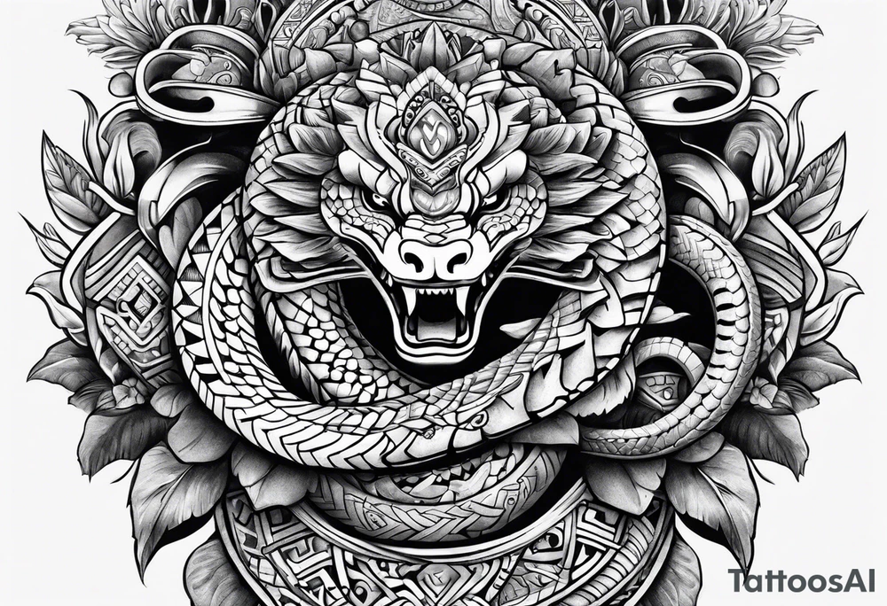 Aztec snakes together tattoo idea | TattoosAI