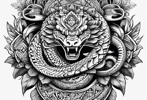 Aztec snakes together tattoo idea | TattoosAI