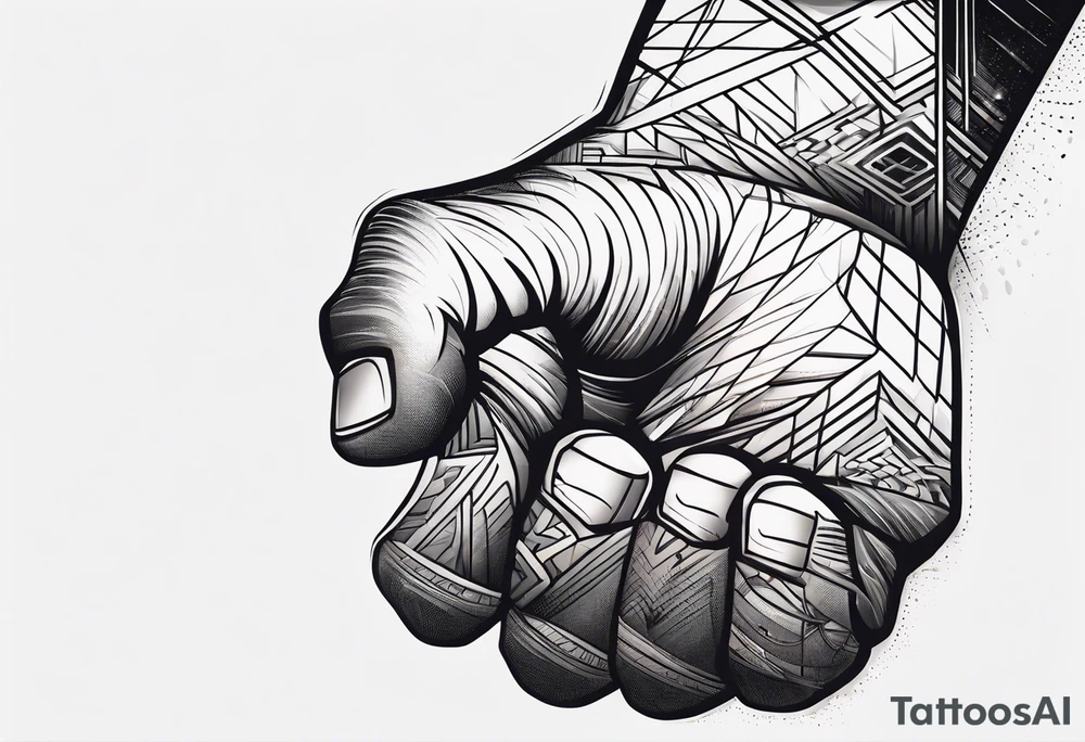 A clenched fist on the back using negative space techniques tattoo idea ...