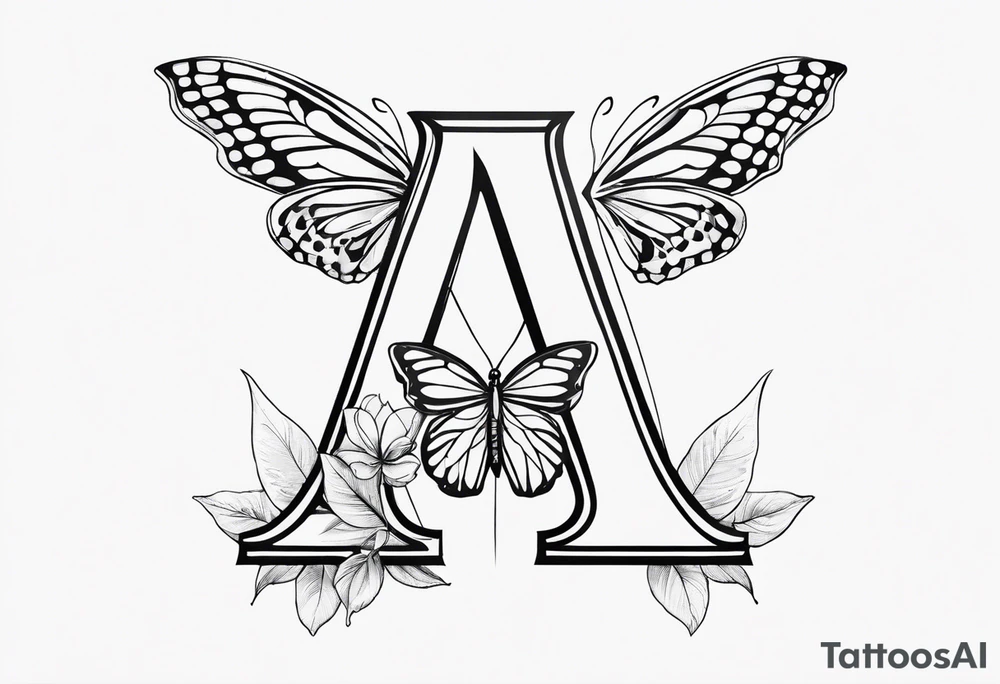 Letter A with butterfly tattoo idea | TattoosAI