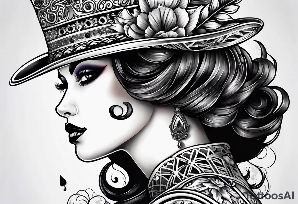 Latin Queen Of Spades hip tattoo tattoo idea | TattoosAI