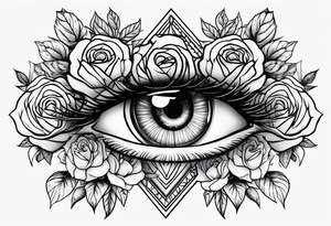 Eye with roses around tattoo idea | TattoosAI