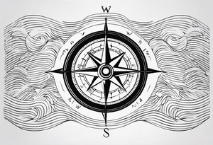 Vintage compass and waves. tattoo idea | TattoosAI
