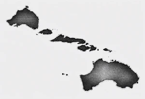 Outline map of the USVI and bvi Caribbean islands tattoo idea | TattoosAI