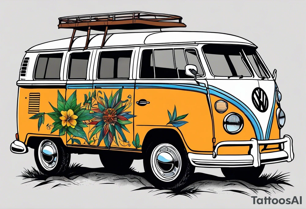 VW Kombi, Australian bush, Compass rose tattoo idea | TattoosAI