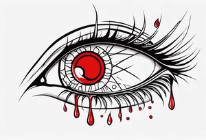 Bleeding tone red eye tear sleeve tattoo design tattoo idea | TattoosAI