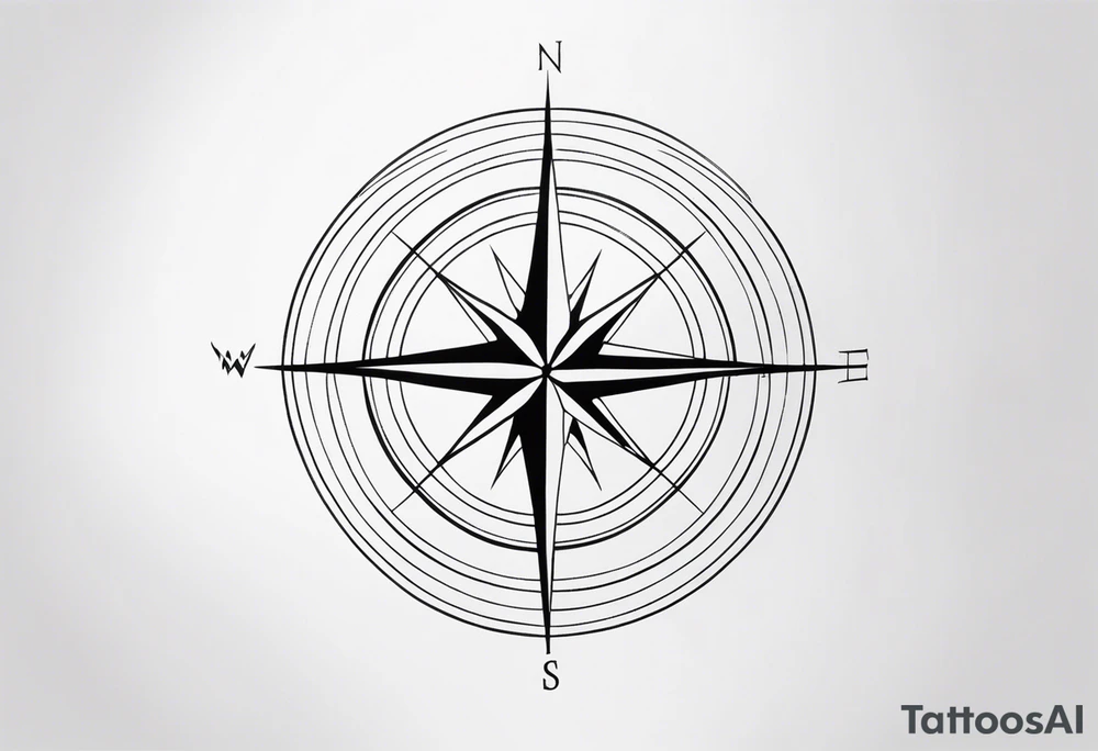 Compass, ocean on mid back tattoo idea | TattoosAI