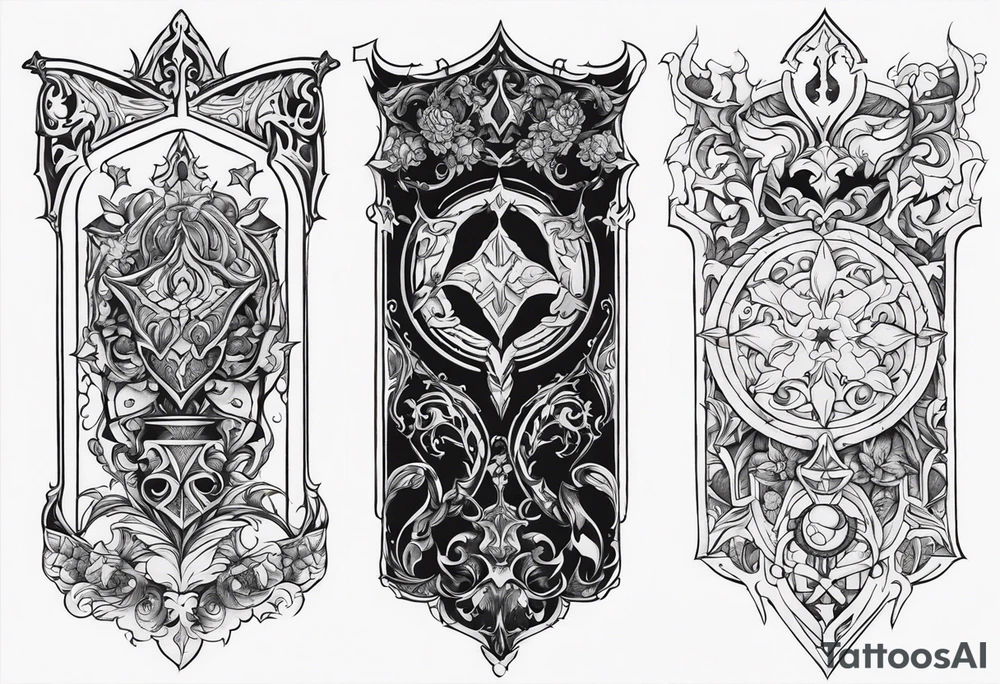 Medieval fantasy sleeve tattoo tattoo idea | TattoosAI