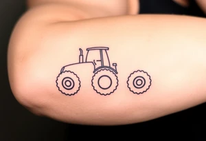 A simple black line Art tractor outline, forming a continuous, elegant ...