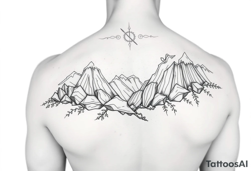 Fine line nature themed upper arm half sleeve tattoo idea | TattoosAI