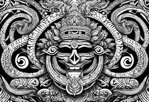 Aztec snakes together tattoo idea | TattoosAI