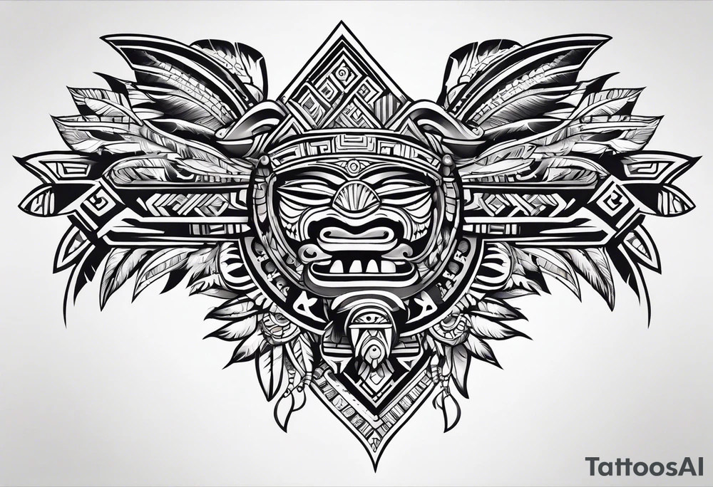 Simple Aztec tribal for left shoulder tattoo idea | TattoosAI