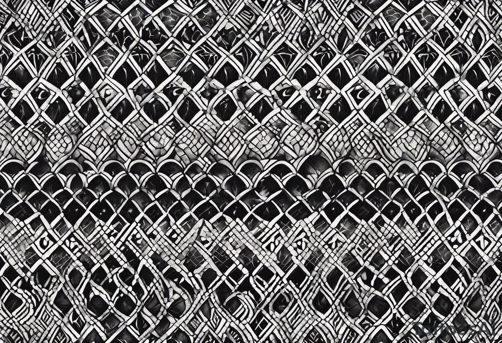 Patch of snake scales with roman numerals going verticals along edges ...