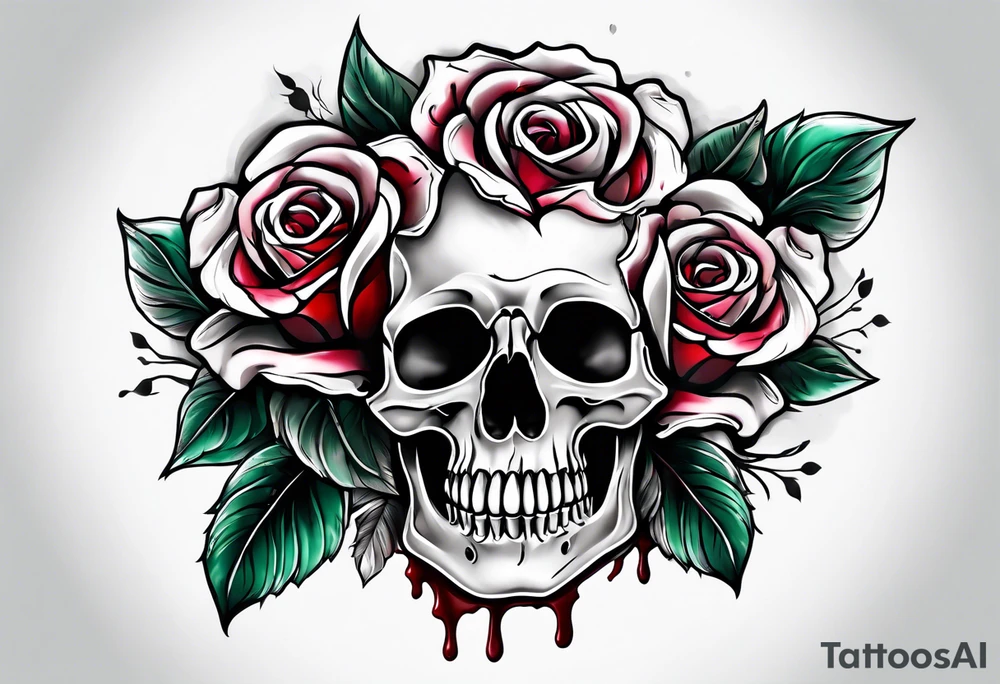 A skeleton bleeding roses tattoo idea | TattoosAI