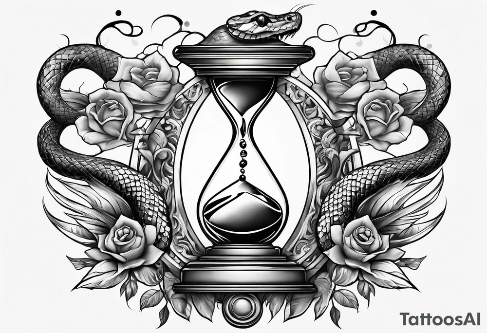 Snake surrounding an hourglass AND a thunder tattoo around forearm ...