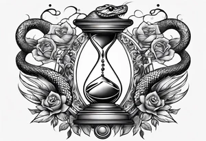 Snake surrounding an hourglass AND a thunder tattoo around forearm ...