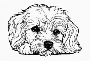 One line drawing of maltipoo laying down in a circle tattoo idea ...