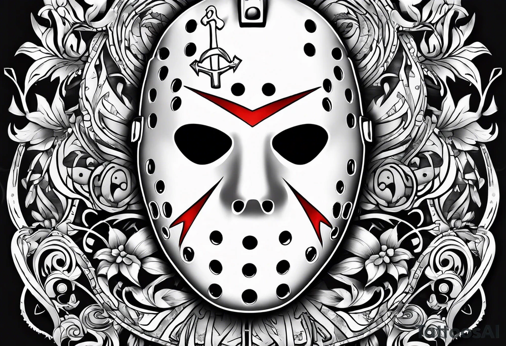Friday the 13th Jason mask tattoo idea | TattoosAI