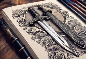 Sword coming out of an open bible tattoo idea | TattoosAI