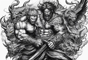 Soul fighting demons tattoo idea | TattoosAI