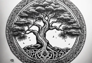 Viking back piece tree of life tattoo idea | TattoosAI