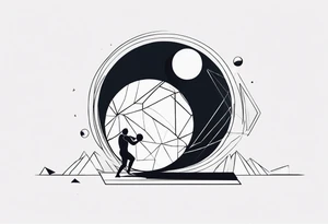 Sisyphus struggling geometric shapes tattoo idea | TattoosAI