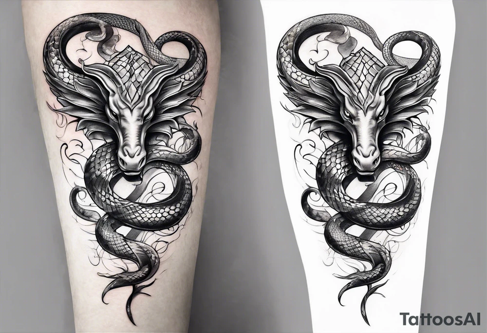 Trident weapon with snake tattoo idea | TattoosAI