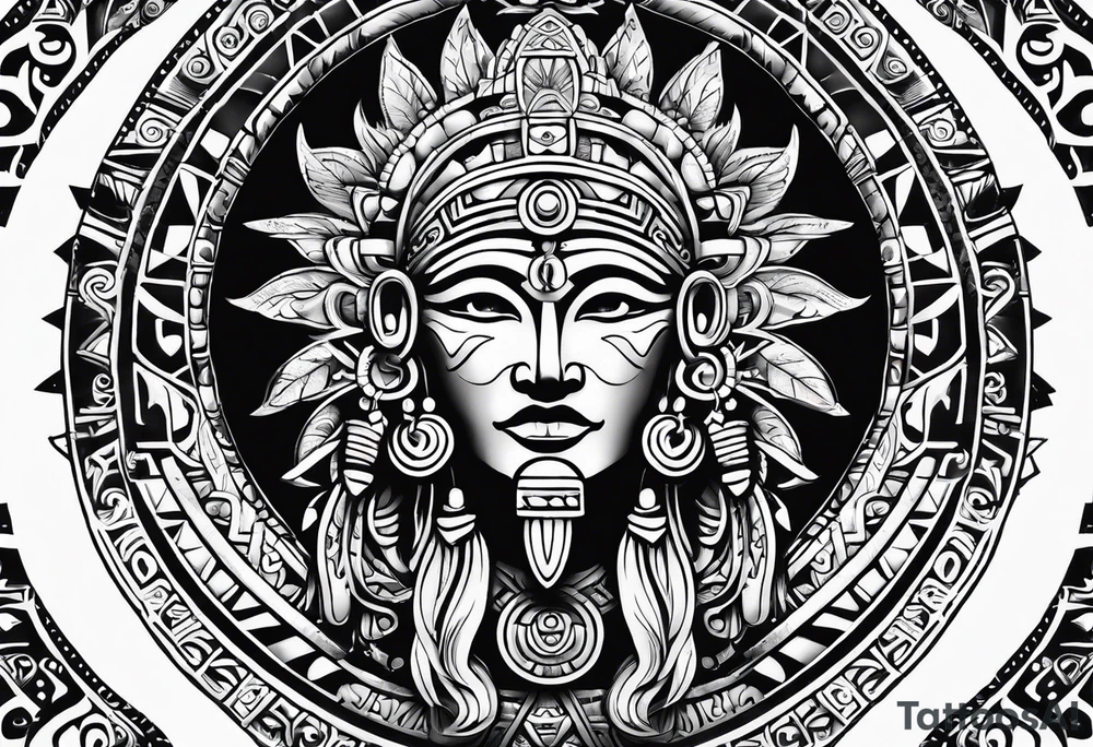 Mayan sun god tattoo idea | TattoosAI