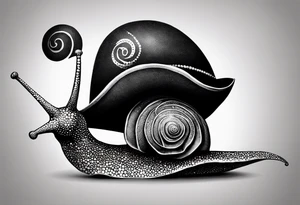 Snail wearing a pirate hat on its shell tattoo idea | TattoosAI