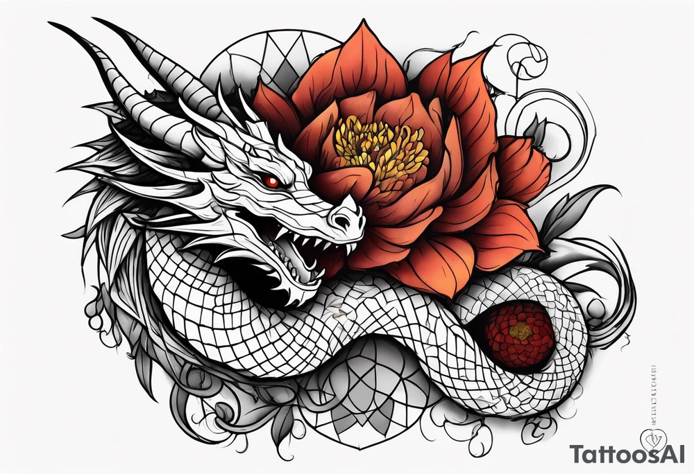 Dragon with September birth flower spine tattoo tattoo idea | TattoosAI