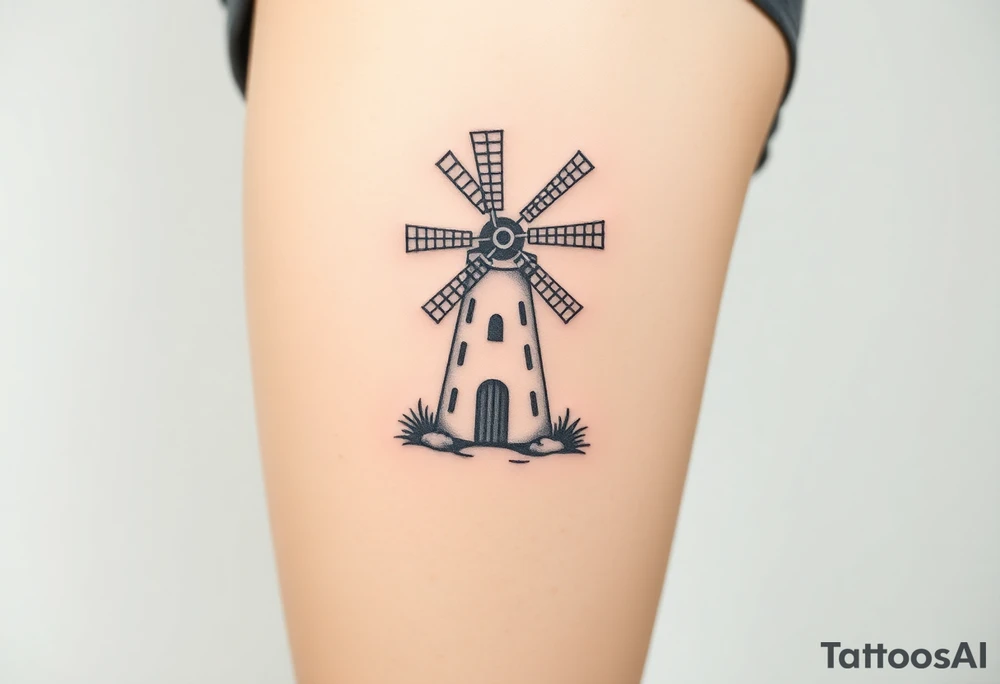 Windmill tattoo idea | TattoosAI