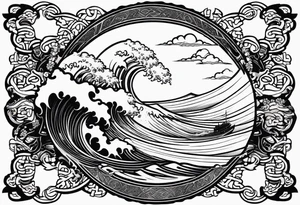Japanese wave mixed in celtic patterns equally. kamikaze plane tattoo ...