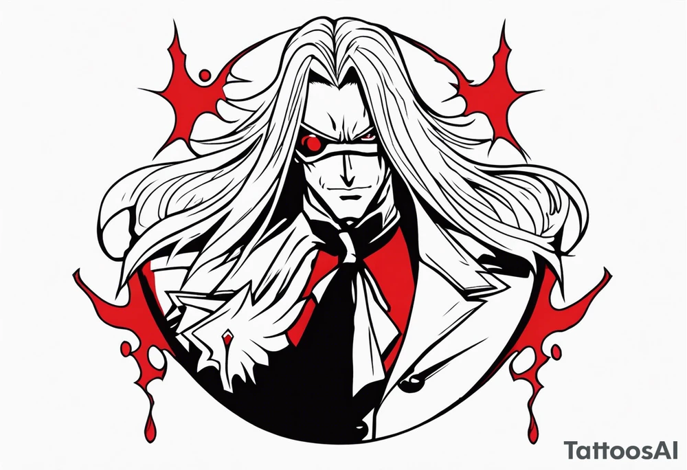 Alucard's bleeding tear tattoo in Hellsing tattoo idea | TattoosAI